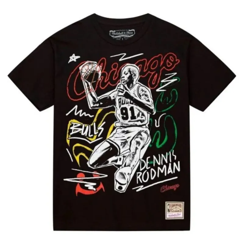 Camiseta Dennis Rodman NBA Chalked Up Chicago Bulls en negro